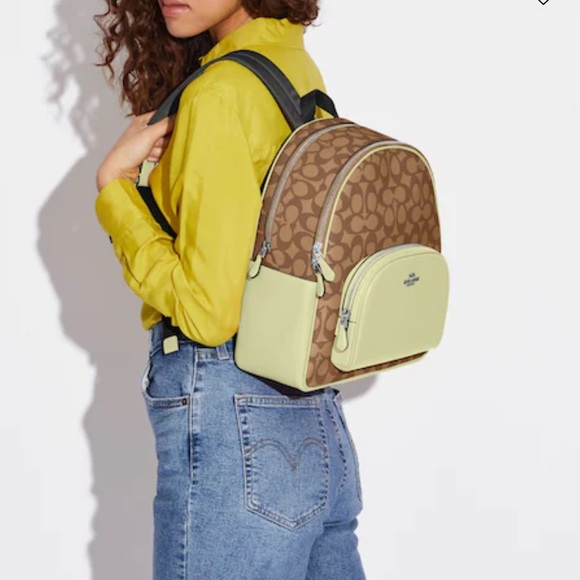 Coach | Bags | Coach Court Backpack In Signature Canvassvkhakipale Lime ...